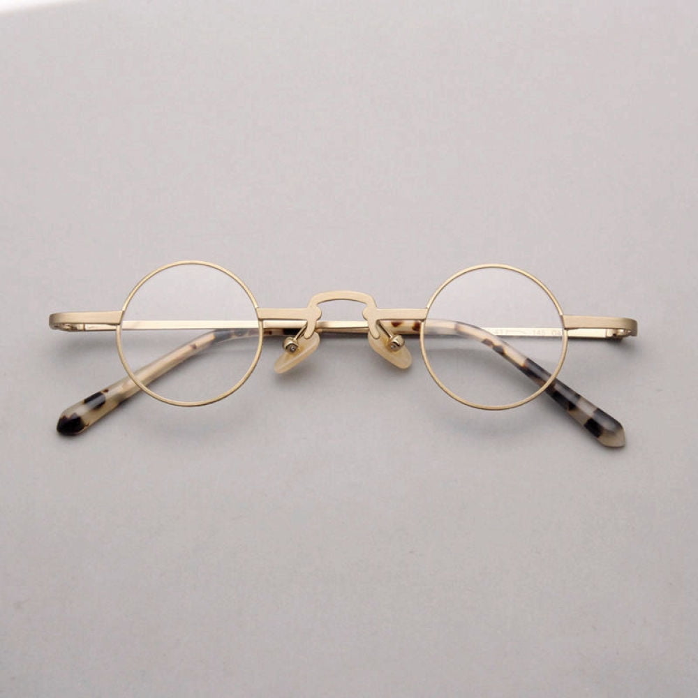 Vintage Small Round Glasses Frame Metal Gold Classic Eyeglass Frame for ...