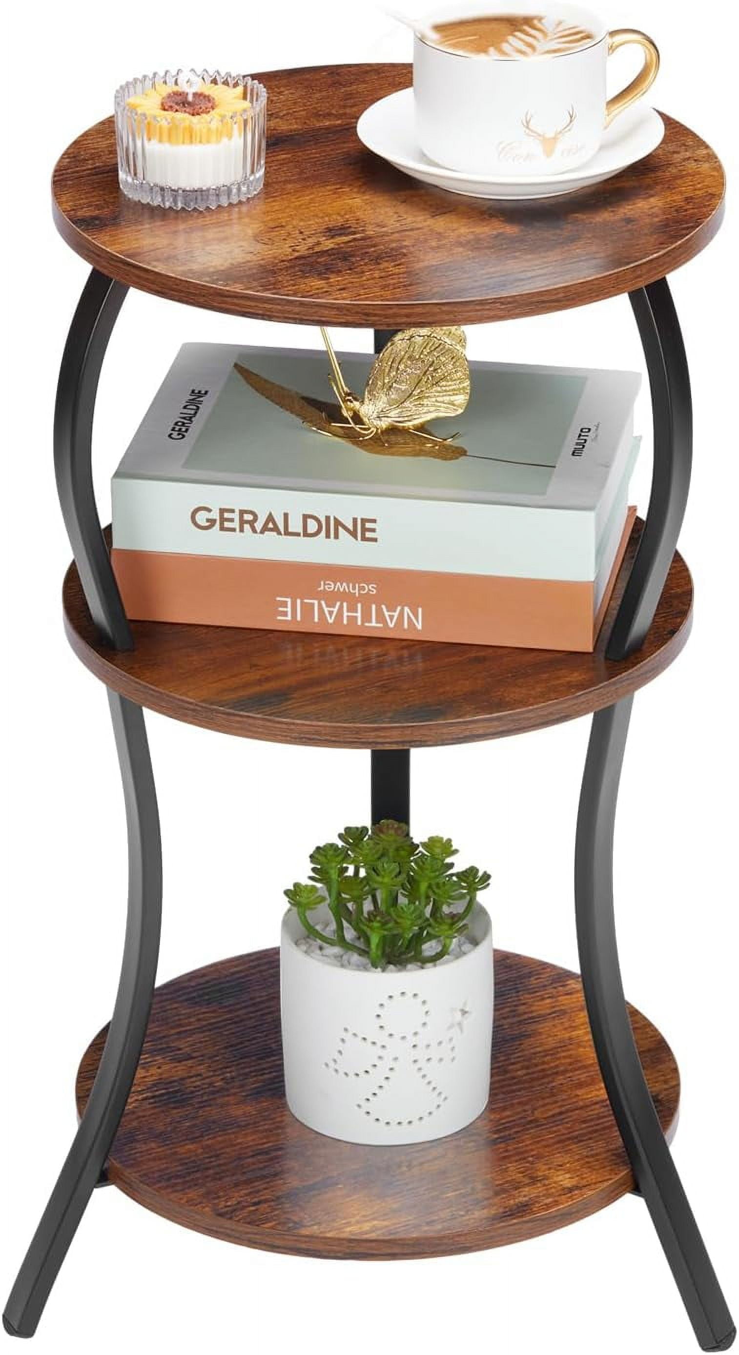 Vintage Small Round Side Table, 3-Tier Slim Waist Circular End Table ...