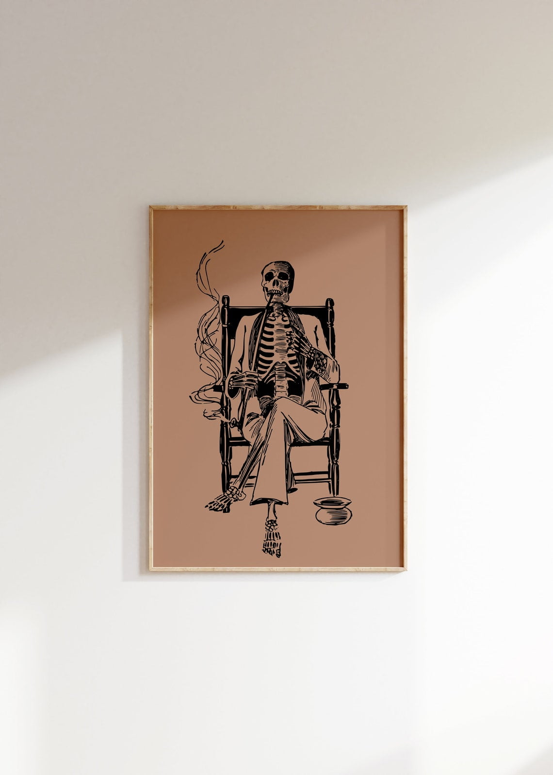 Vintage Smoking Skeleton Print • Creepy Skeleton Wall Art • Dark ...