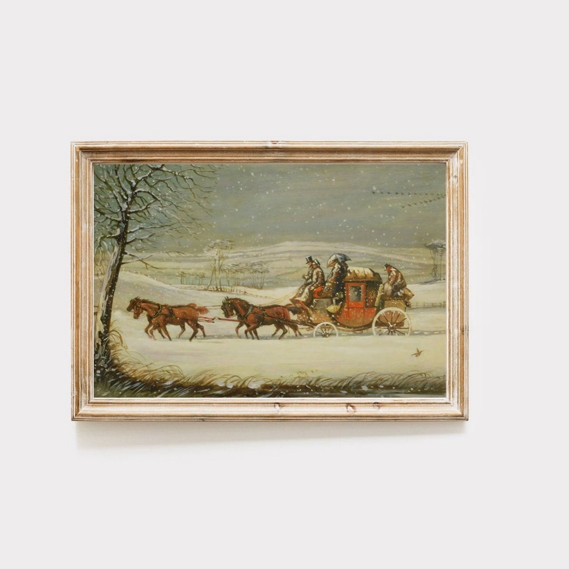 Vintage Snow Art Print, Victorian Decor, Winter Carriage Sleigh ...