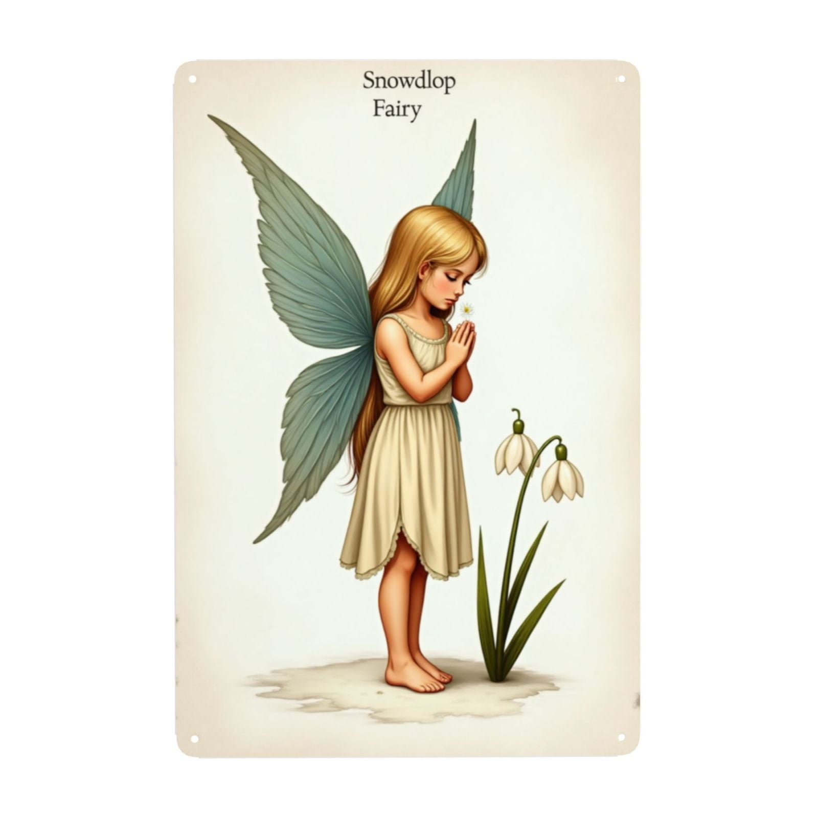 Vintage Snowdrop Fairy Metal Tin Sign Fairy Wall Decor Fantasy Art ...