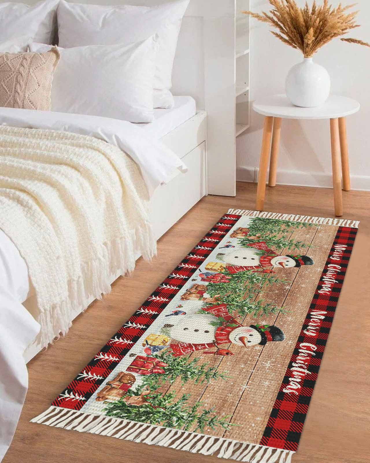 Vintage Snowman Christmas Rugs for Entryway 2'x5',Laundry Room Rug ...