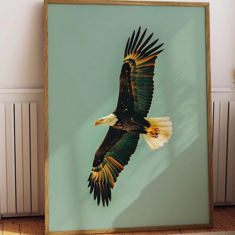 Vintage Soaring Bald Eagle Print Retro Outdoors Birding Poster Travel ...