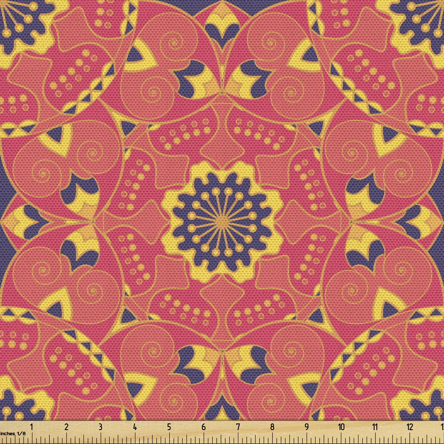 Ambesonne Mandala Fabric by the Yard Upholstery, Cultural Mandala ...