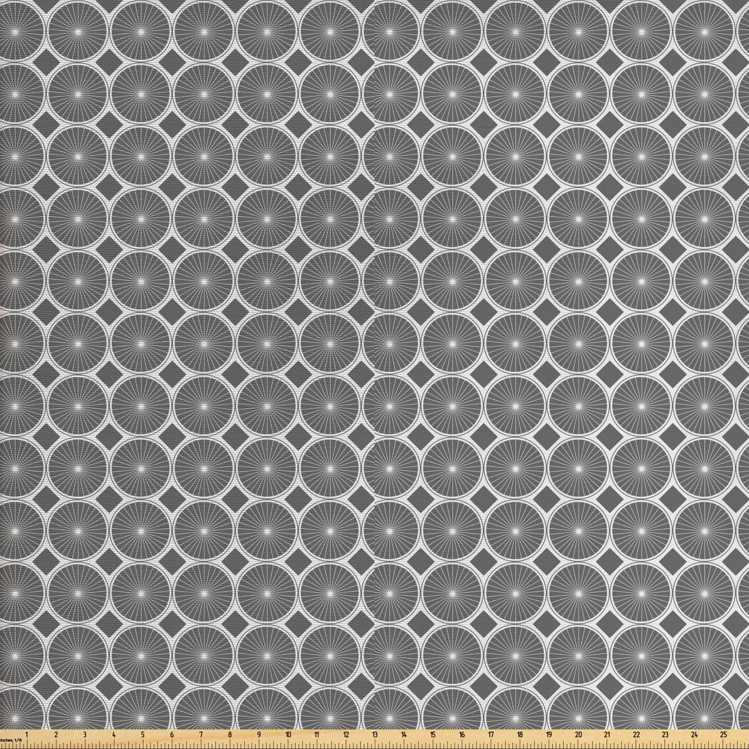 Ambesonne Vintage Fabric by the Yard Upholstery, Greyscale Circular ...