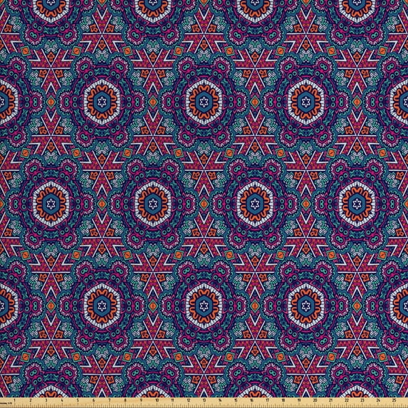 Ambesonne Vintage Fabric by the Yard Upholstery, Floral Design Stripes ...