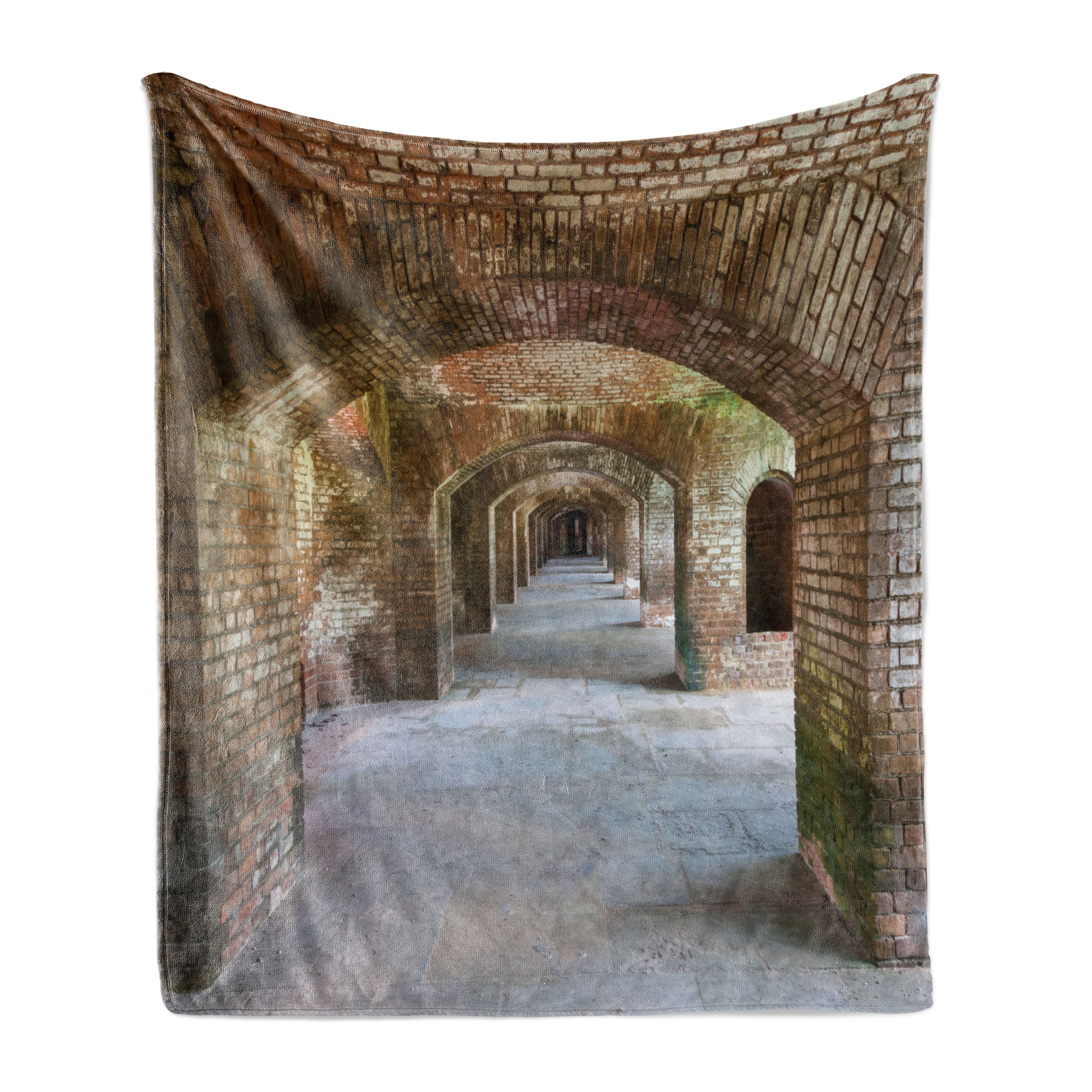 Vintage Soft Flannel Fleece Blanket, Brick Arches Dry Tortugas Old Fort ...