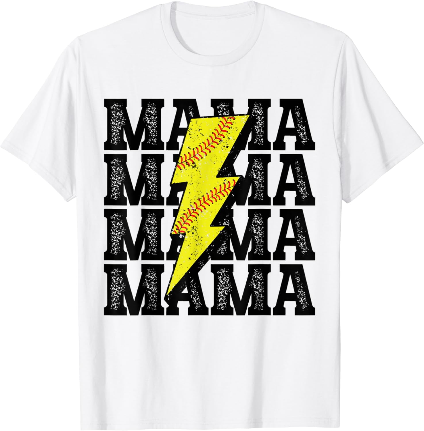 Vintage Softball Mama Distressed Lightning Bolt Mom T-Shirt - Walmart.com