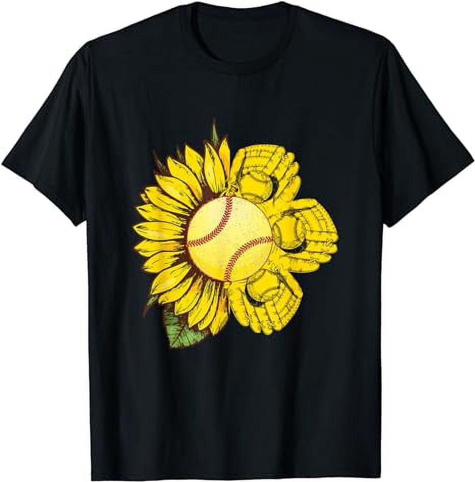 Vintage Softball Sunflower Mom Women Girl Mother Softball T-Shirt ...