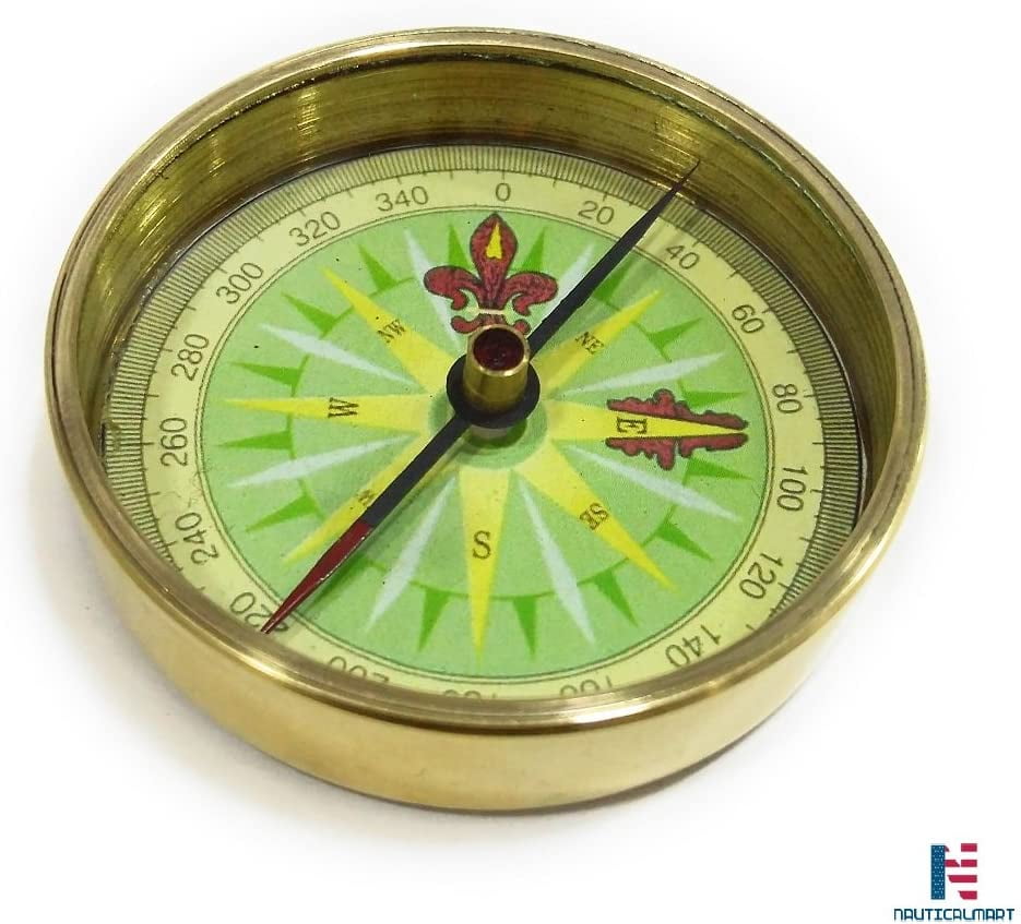 Vintage Solid Brass 2-inch Open Faced Pocket Compass Paper Weight ...