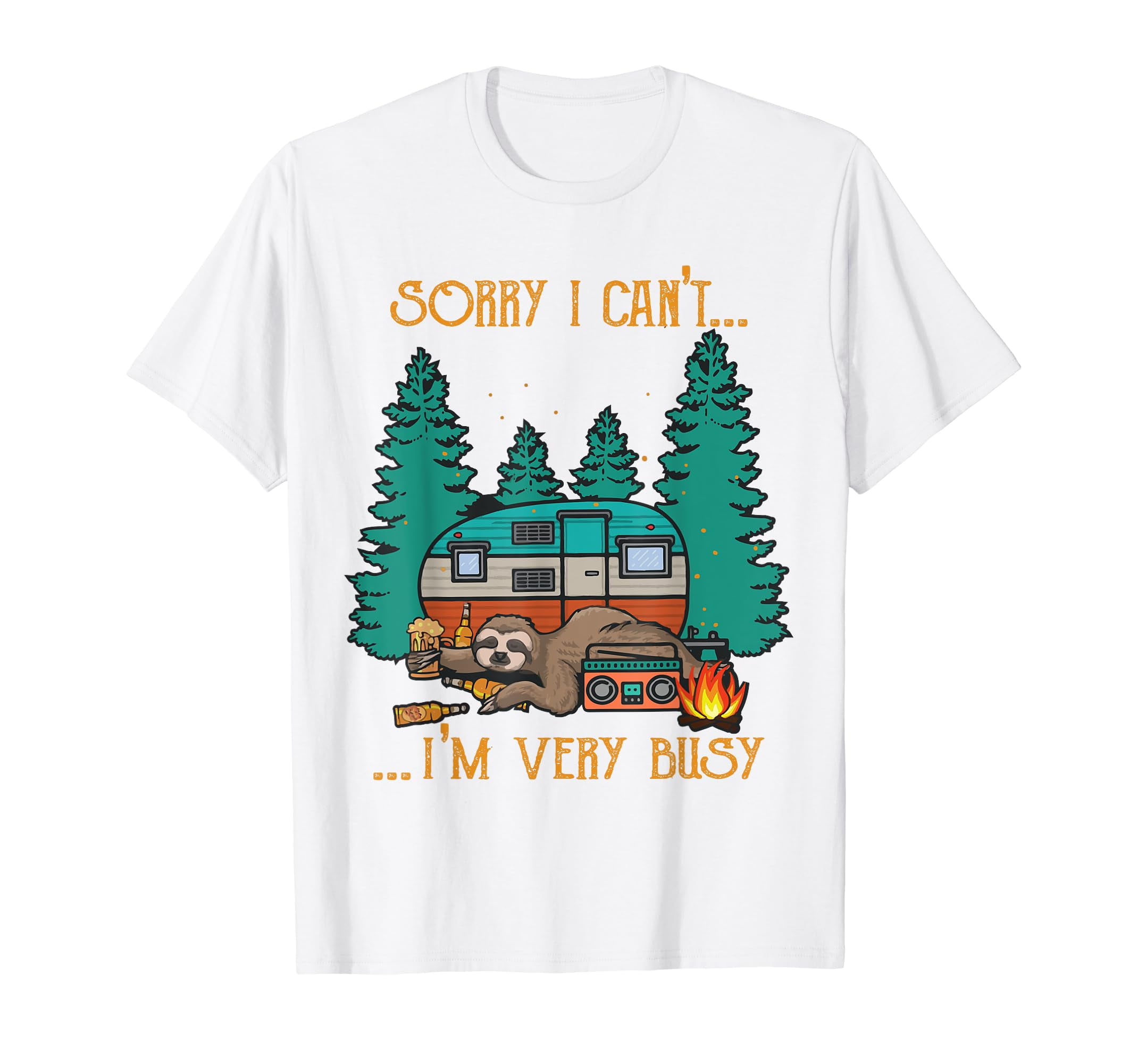 Vintage Sorry I Can't I'm Very Busy Sloth Camping RV Camper White ...