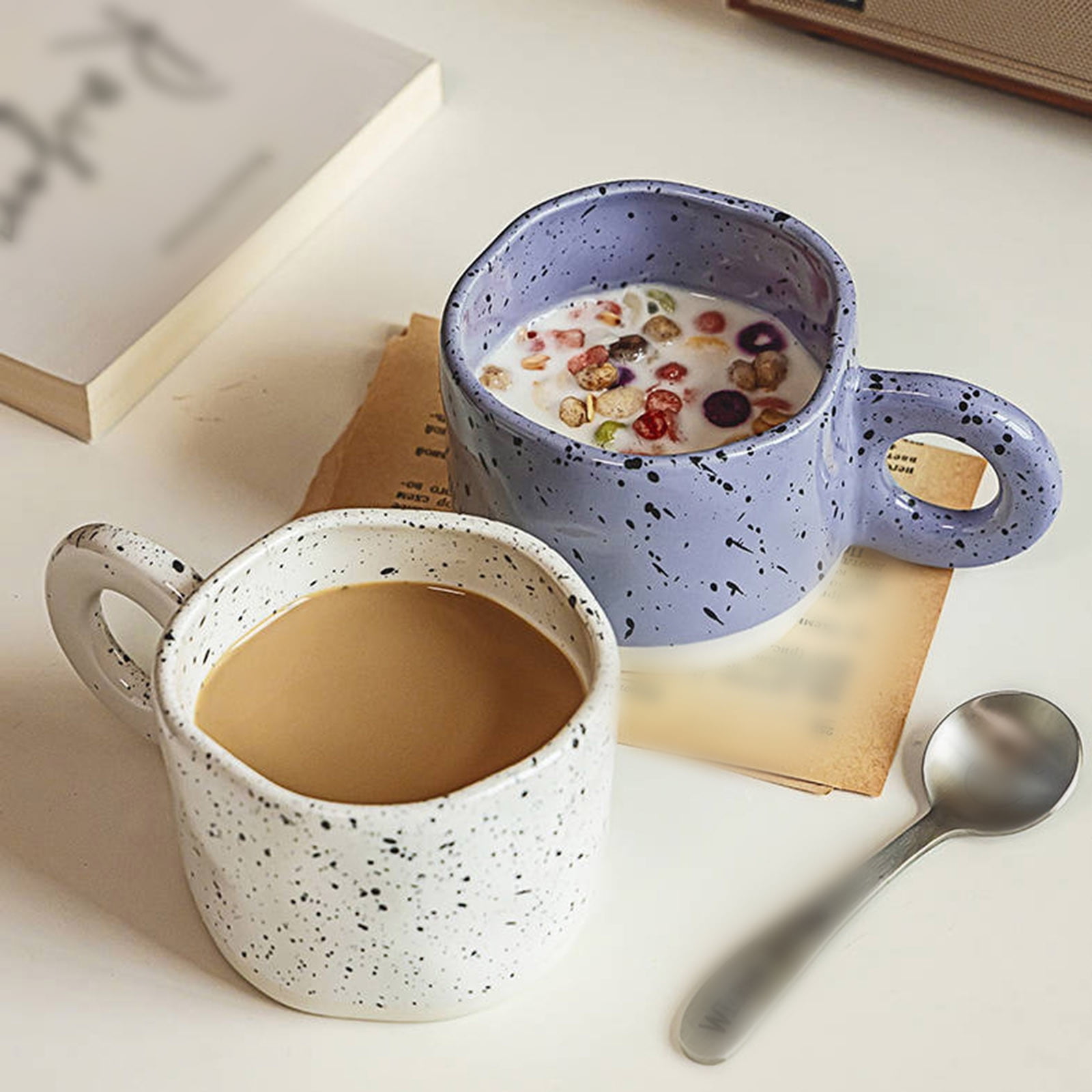 Vintage Soup Mug Set Large Mugs 15oz Glass Cups with Lids Tumbler ...