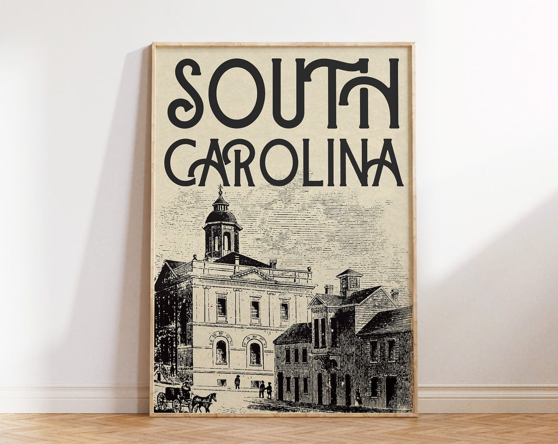 Vintage South Carolina Print The Old Exchange Building Poster ...