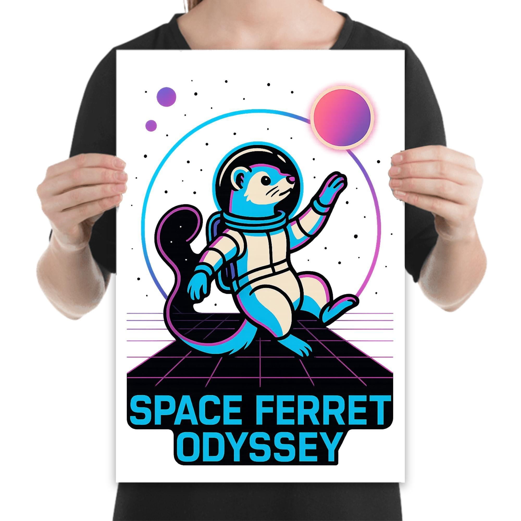 Vintage Space Ferret Art - Retro Home Decor - 13x19 Poster Print ...