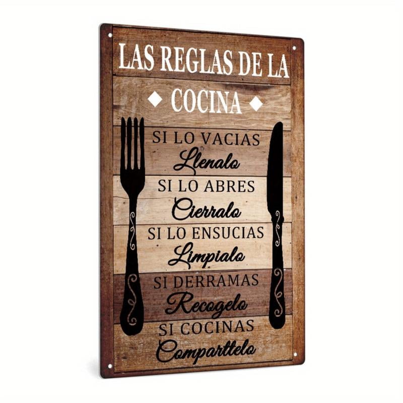 Vintage Spanish "Las Reglas de la Cocina" Metal Wall Art - Rustic ...
