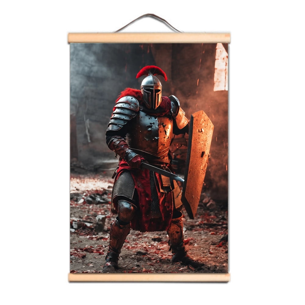 Vintage Spartan Warriors Poster and Prints Scroll Painting Wall Chart Knights Templar Tapestry ...