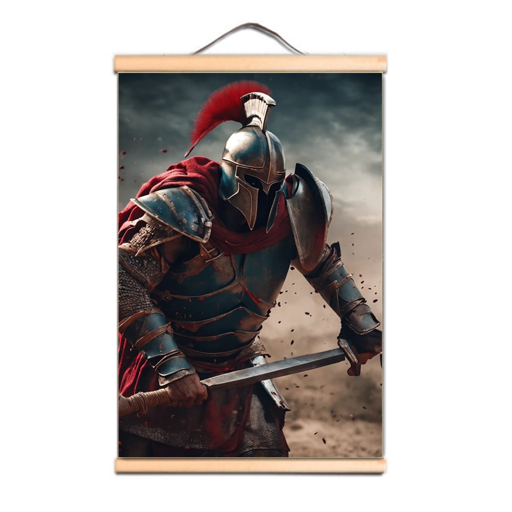 Vintage Spartan Warriors Poster & Prints Wall Chart Scroll Painting Knights Templar Artwork Wall ...