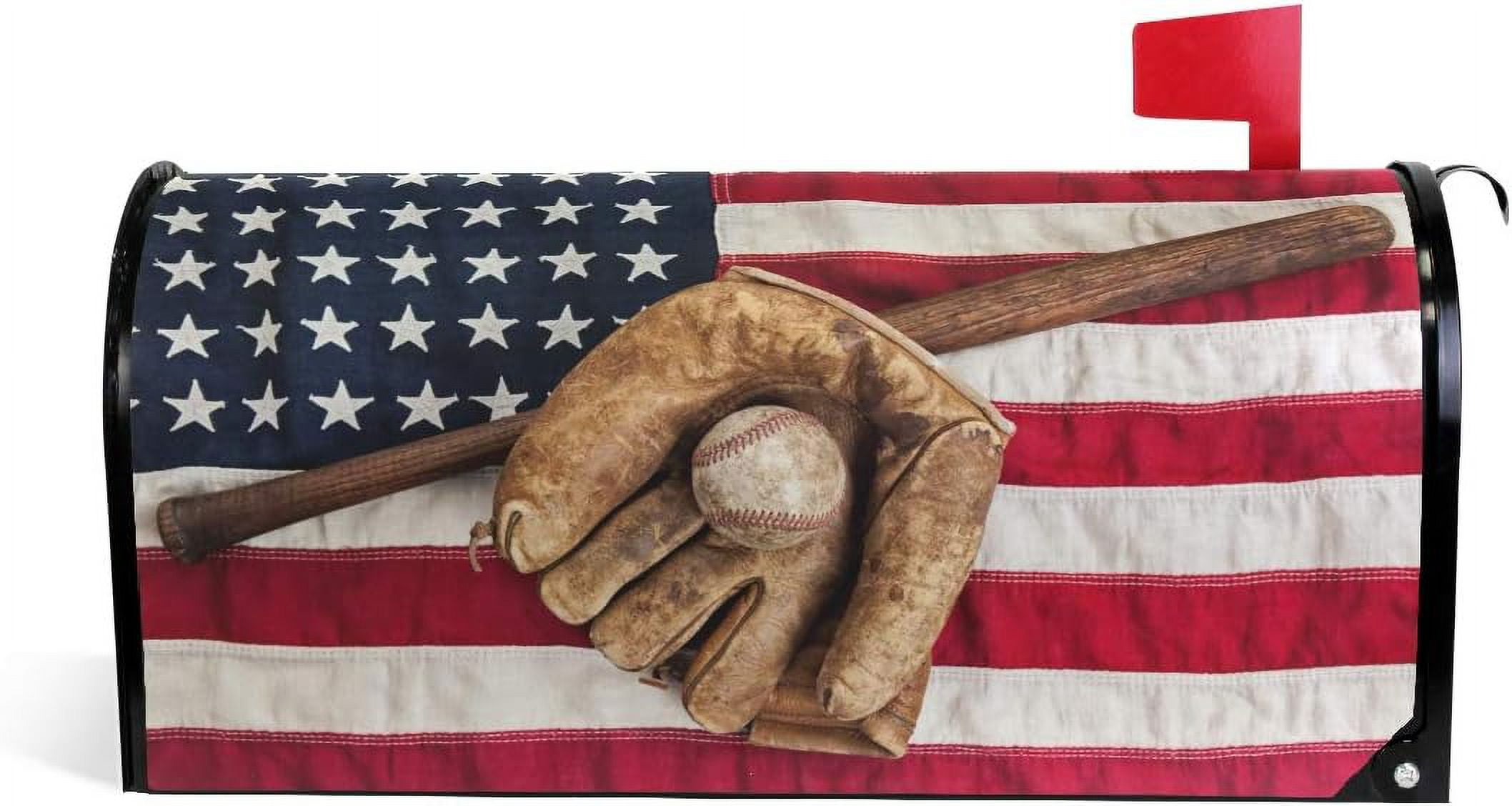 Vintage Sports Baseball American USA Flag Magnetic Mailbox Cover ...