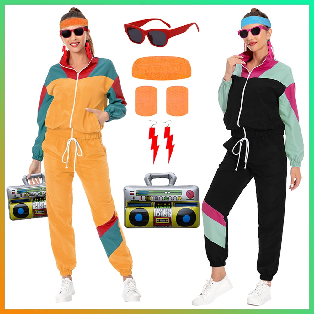 Vintage Sportwear Tracksuit Retro Hip Hop Disco Costume Disguise 90s ...