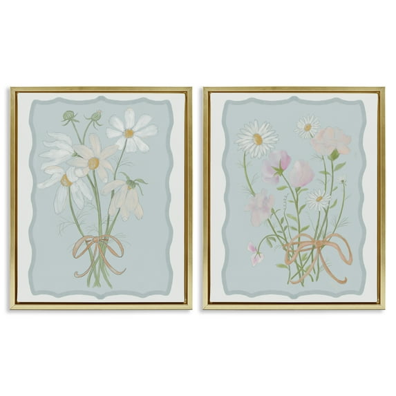 Vintage Spring Clippings 2 Piece Gold Framed Floater Canvas Set, design ...