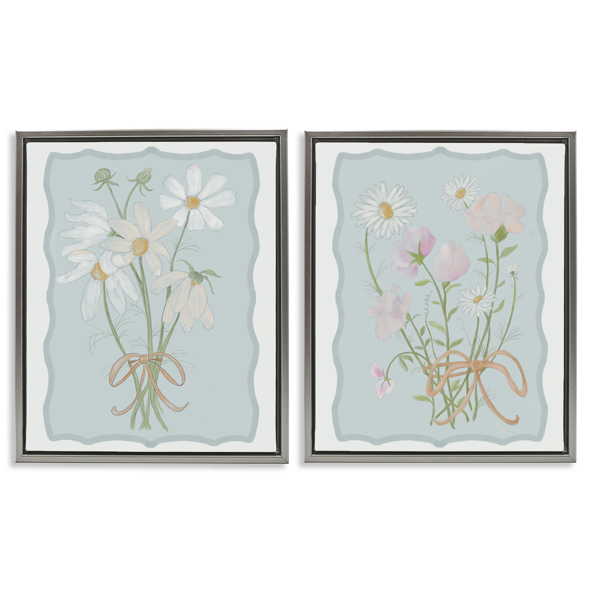 Vintage Spring Clippings 2 Piece Gray Framed Floater Canvas Set, design ...