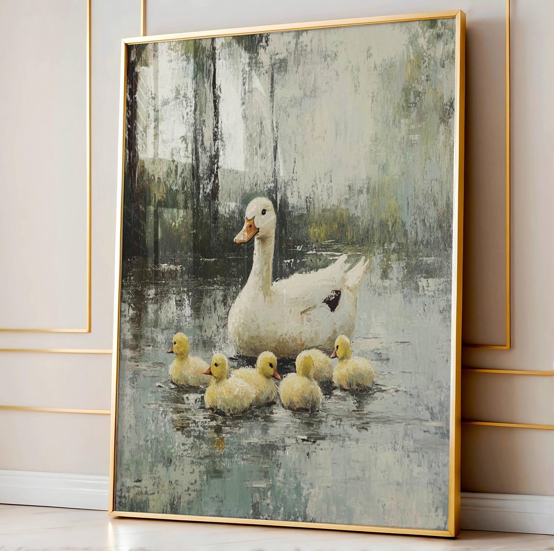 Vintage Spring Ducks Art, Easter Rustic Wall Decor, Neutral Beige ...