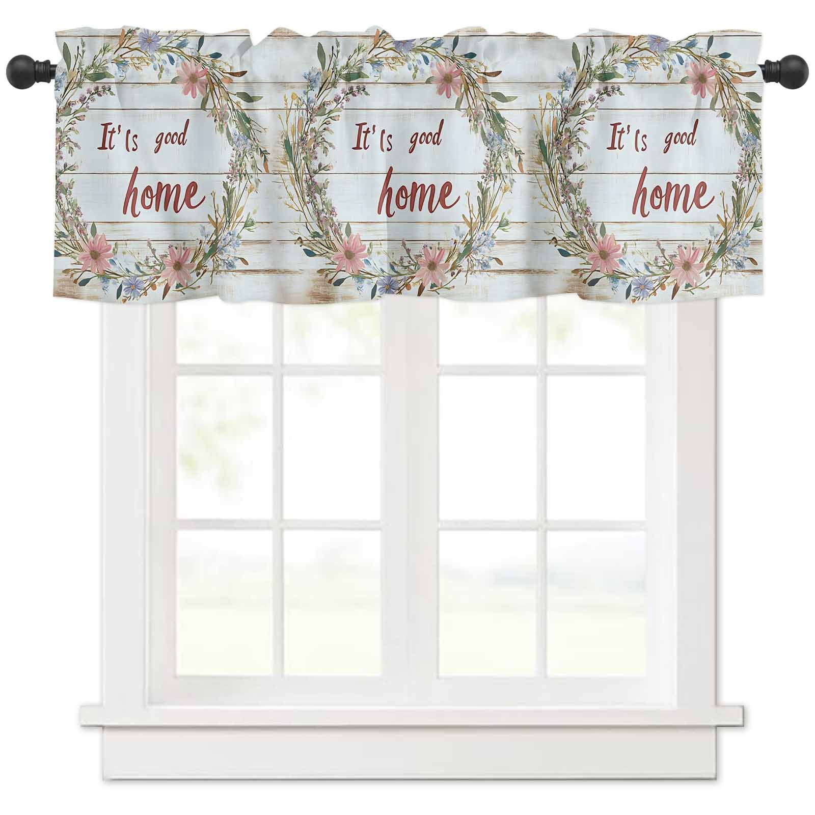 Vintage Spring Floral Valances for Windows Farmhouse Kitchen Curtains ...