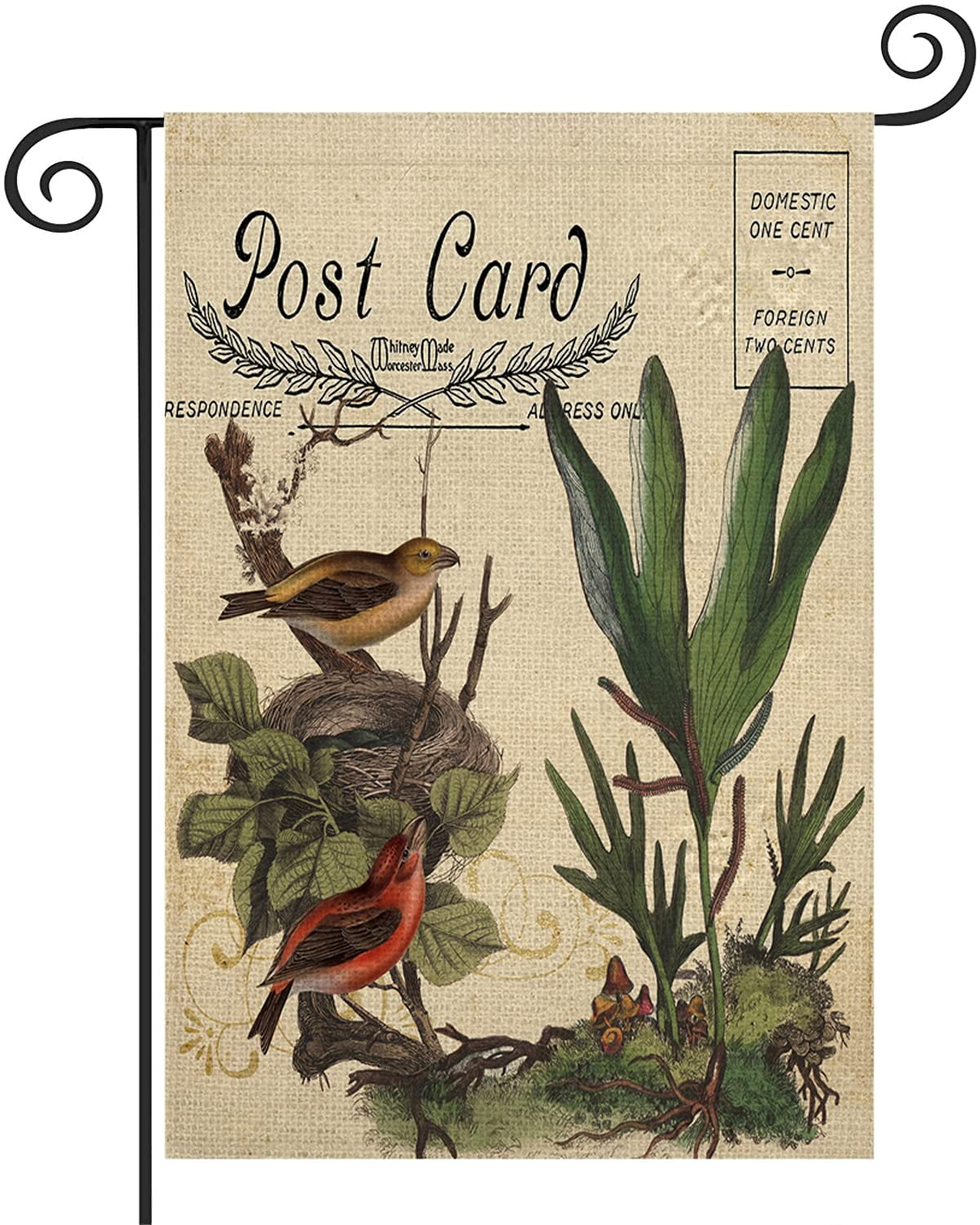 Vintage Spring Summer Botanical Garden Flag Vertical Double Sided Green ...