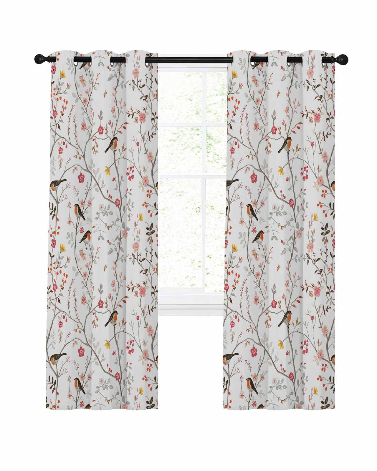 Vintage Spring Wallpaper Blackout Curtains for Bedroom Living Room ...