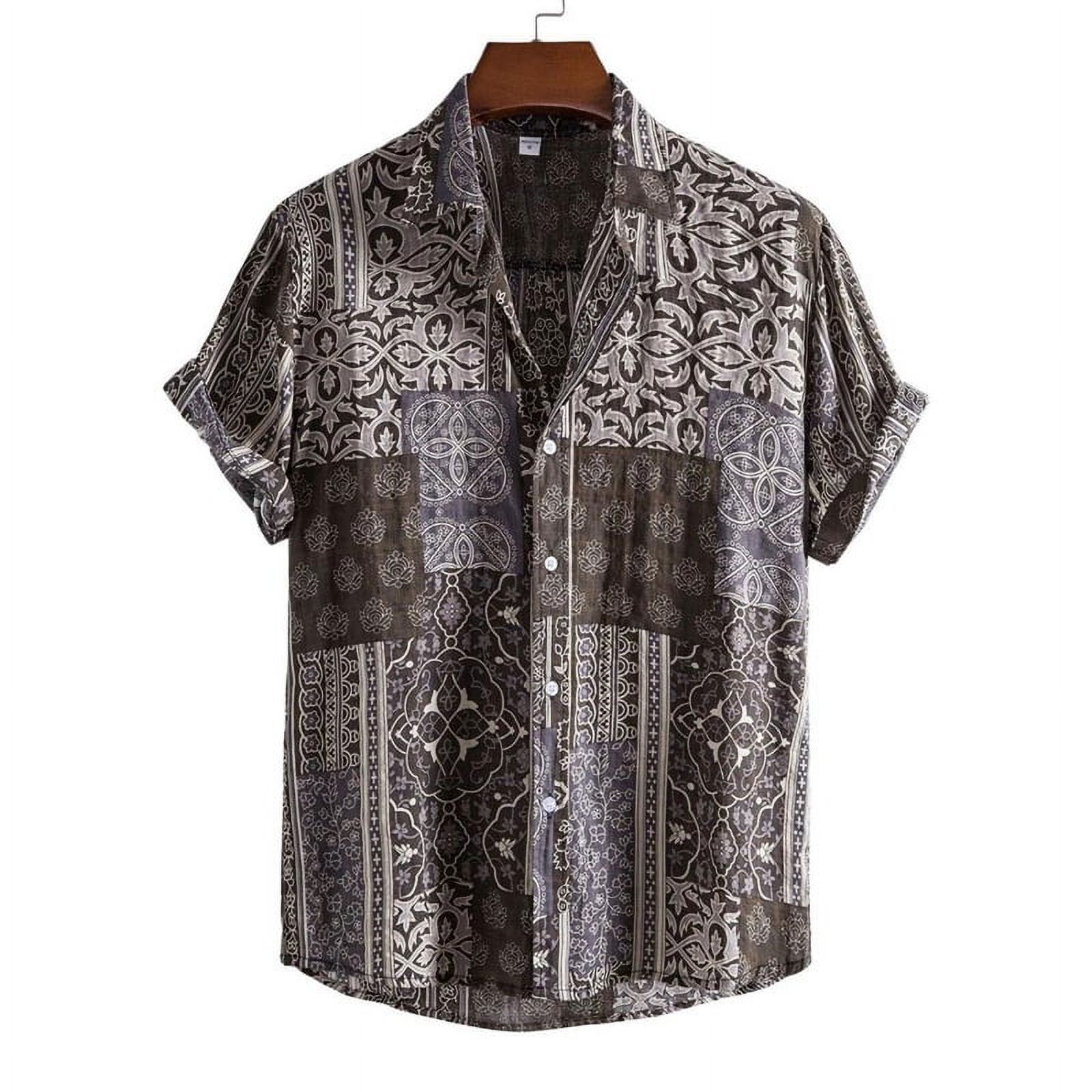 Vintage Square Stripes Shirt For Men Hot Sale Summer Street Casual ...