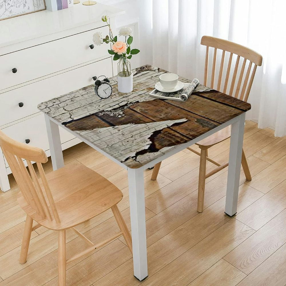 Vintage Square fitted tablecloth, Geography Theme Vintage Wooden Plank ...