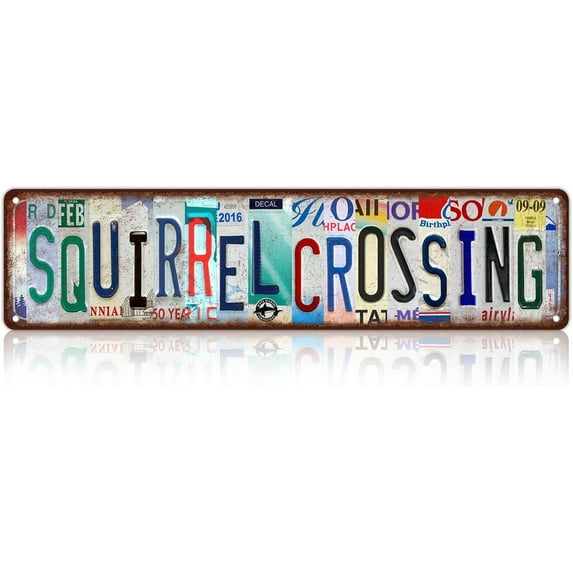 Vintage Squirrel Crossing Wall Decor Street Signs Home Bar Coffee Metal ...