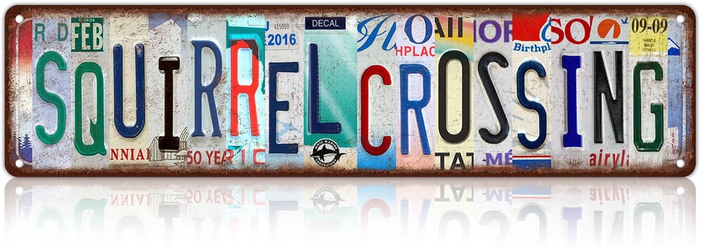 Vintage Squirrel Crossing Wall Decor Street Signs Warning Metal Tin ...