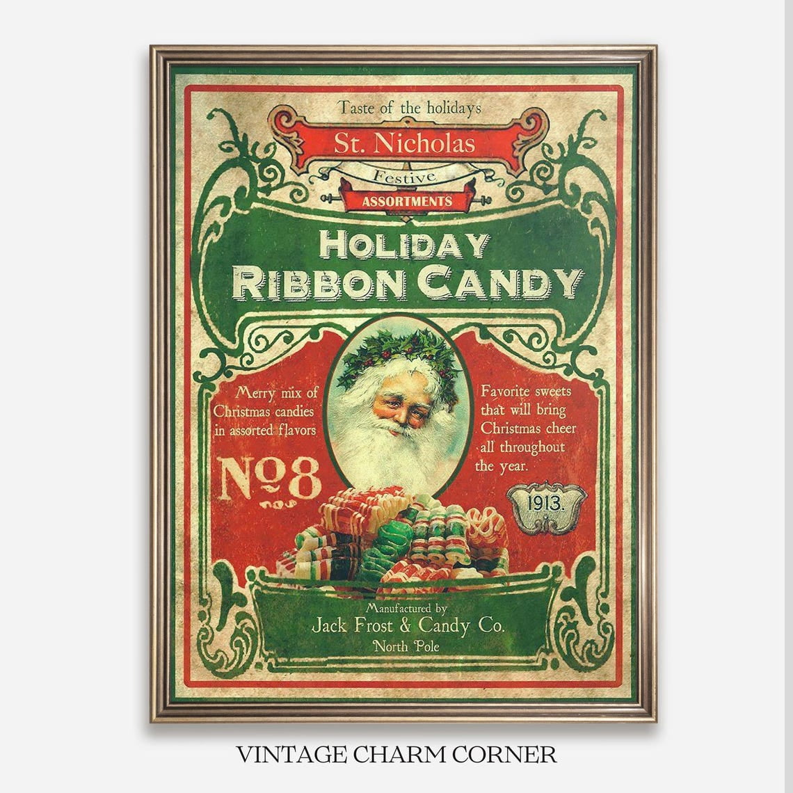 Vintage St Nicholas Holiday Ribbon Candy Poster Digital Download ...