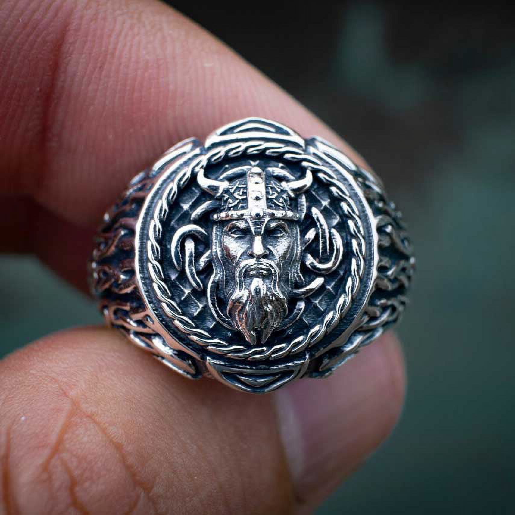 Vintage Stainless Steel Viking Ring Nordic Celtic Viking Head Ring ...