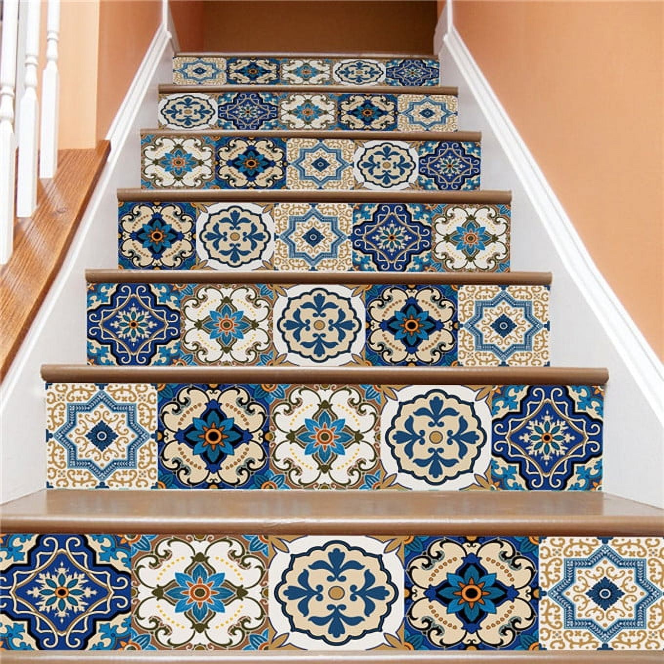Vintage Stairs Sticker Self-adhesive Removable Damascus Style Stair ...
