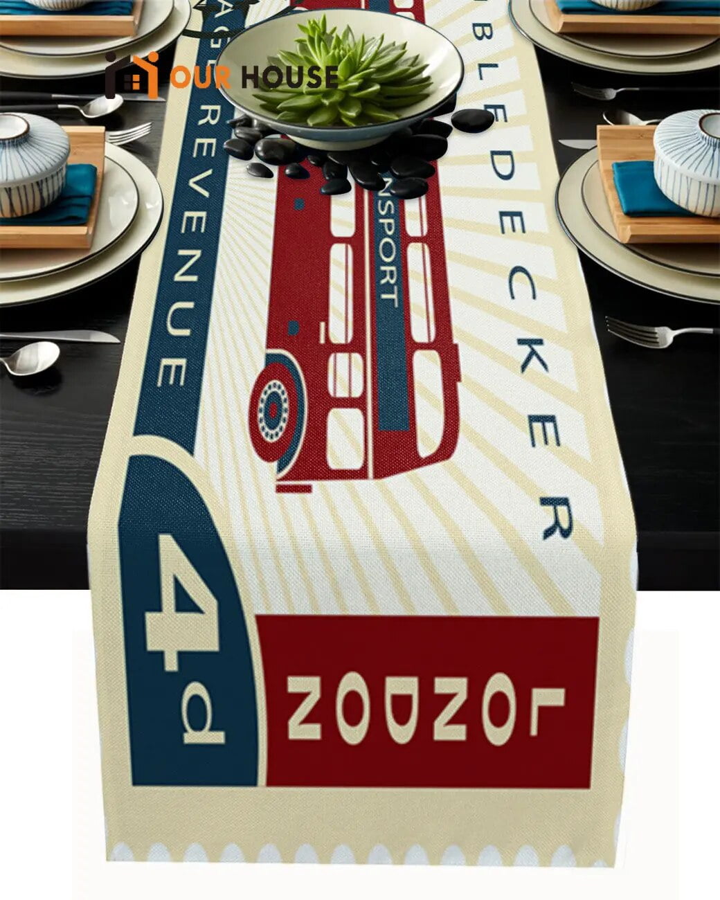 Vintage Stamp British Style Wedding Home Party Table Runners Coffee ...