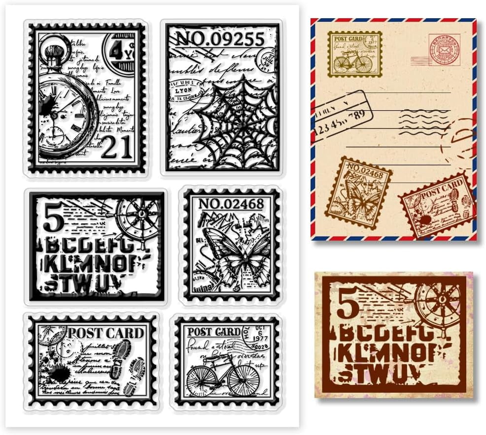 Vintage Stamp Clear Stamps Postage Postcards Clear Stamp Transparent ...