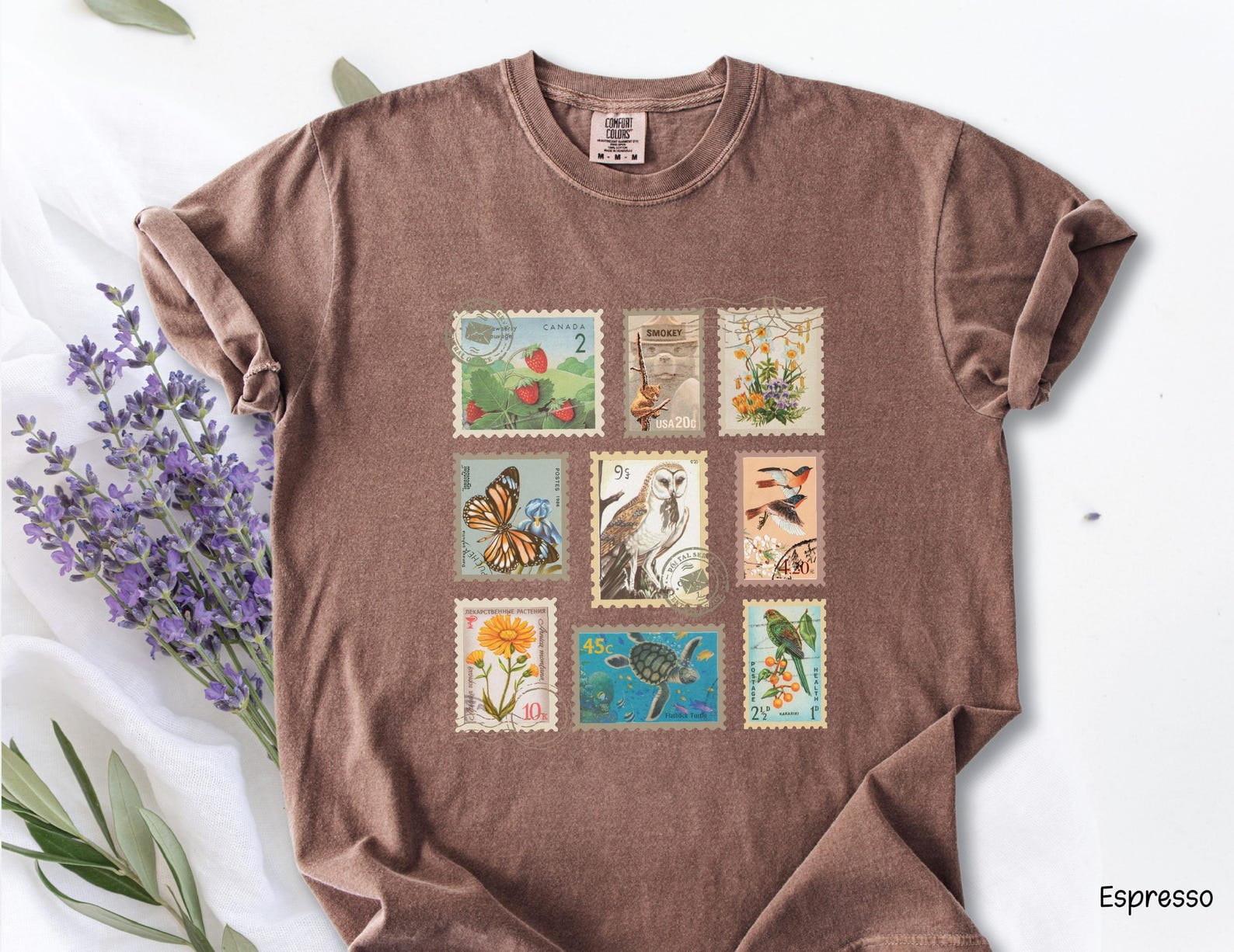 Vintage Stamps Wildlife Plants Shirt Cottagecore Graphic Aesthetic ...
