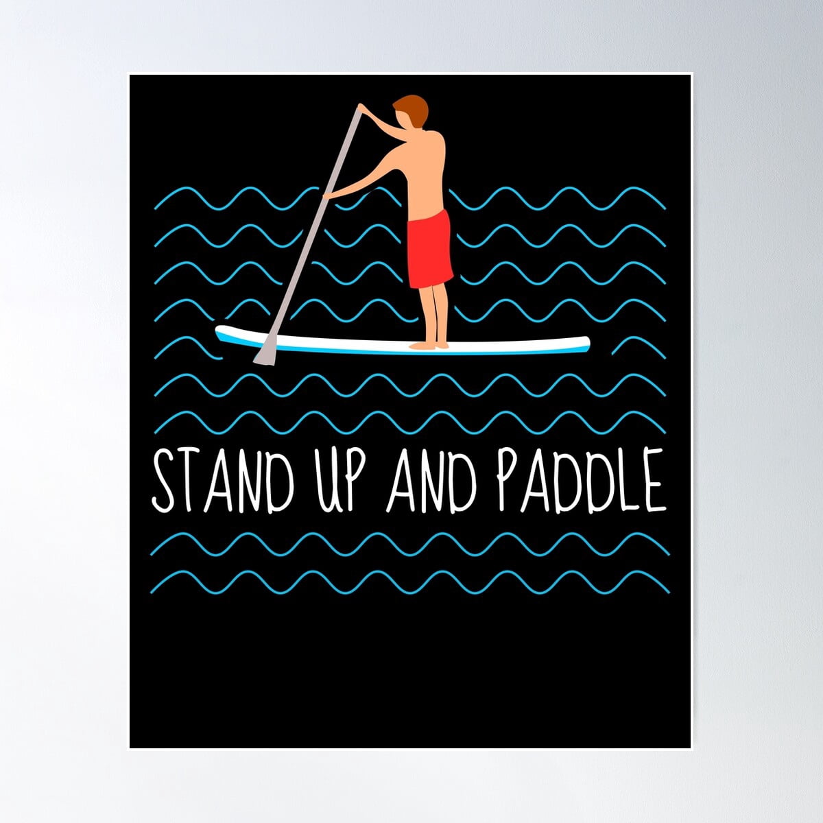Vintage Stand Up Paddling Poster Wall Art, Modern Wall Decor, 8x12 ...