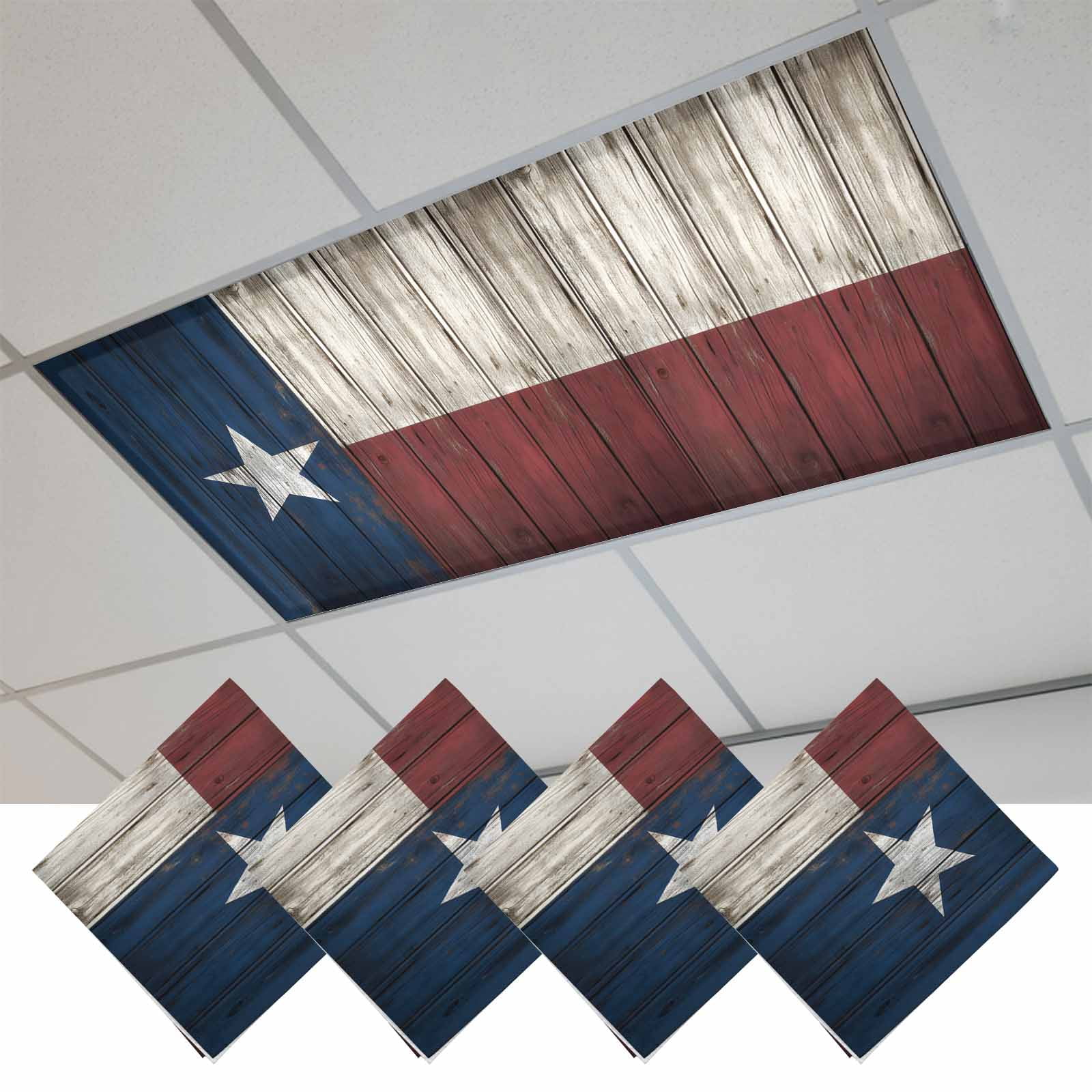 Vintage Star Country Fluorescent Light Covers, American Flag Blue Red ...