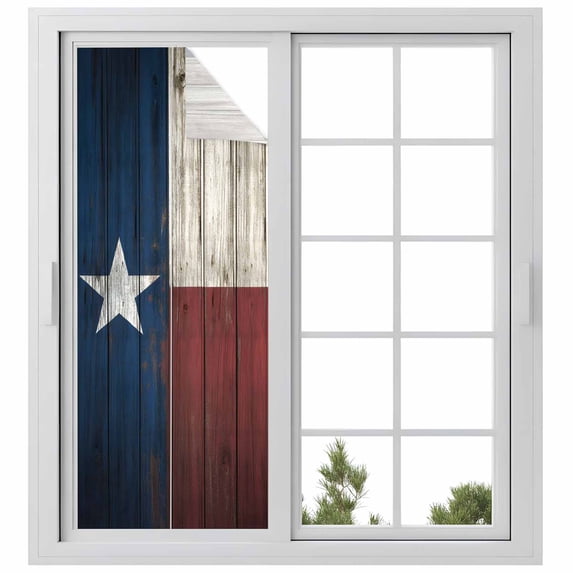 Vintage Star Country Window Privacy Film, American Flag Blue Red Static ...