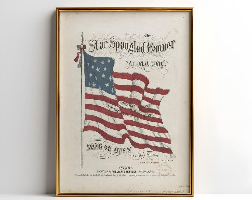 Vintage Star Spangled Banner Print, American Flag Wall Art, Stars And ...
