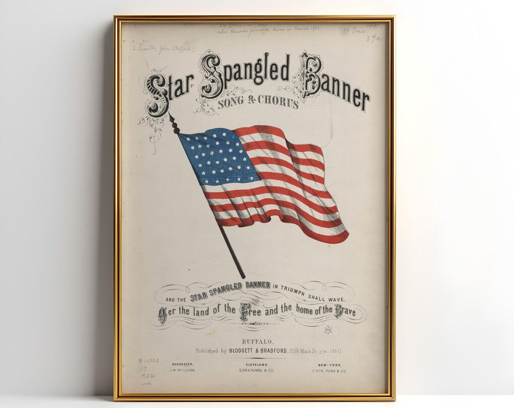 Vintage Star Spangled Banner Print, Our National Song, American Flag ...