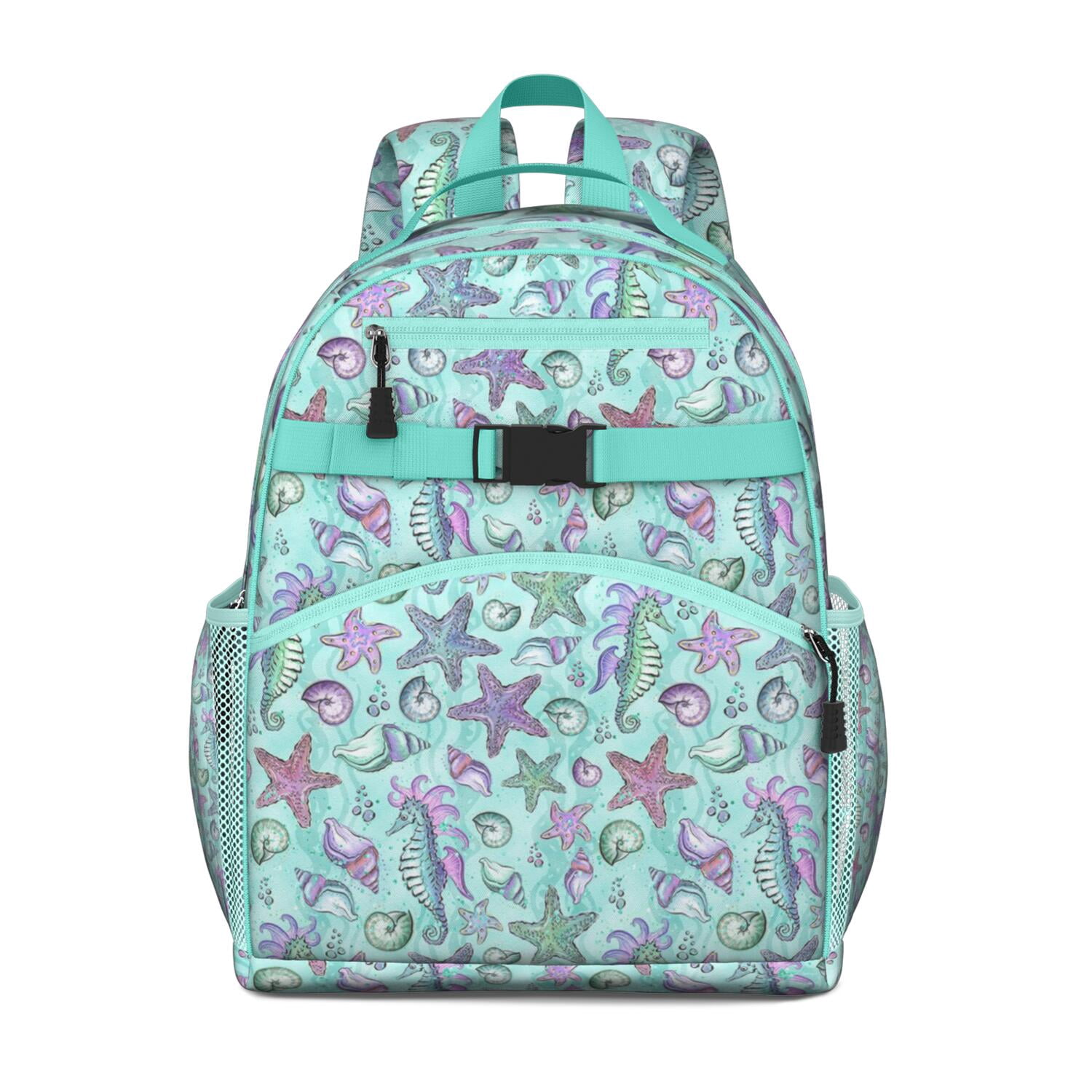Vintage Starfish and Seahorse Students Backpack with Tropical Coral ...