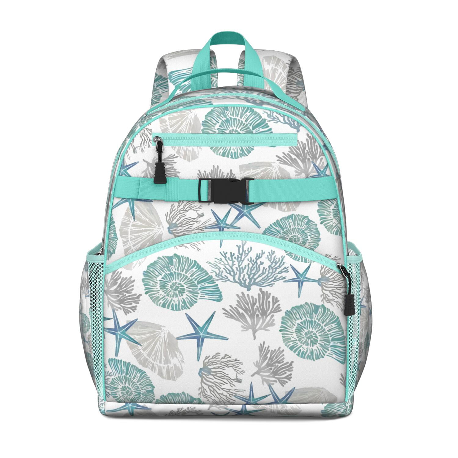 Vintage Starfish and Seahorse Students Backpack with Tropical Coral ...