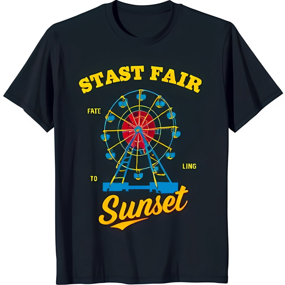 Vintage State Fair Sunset Ferris Wheel Graphic Black T-Shirt for Fun ...