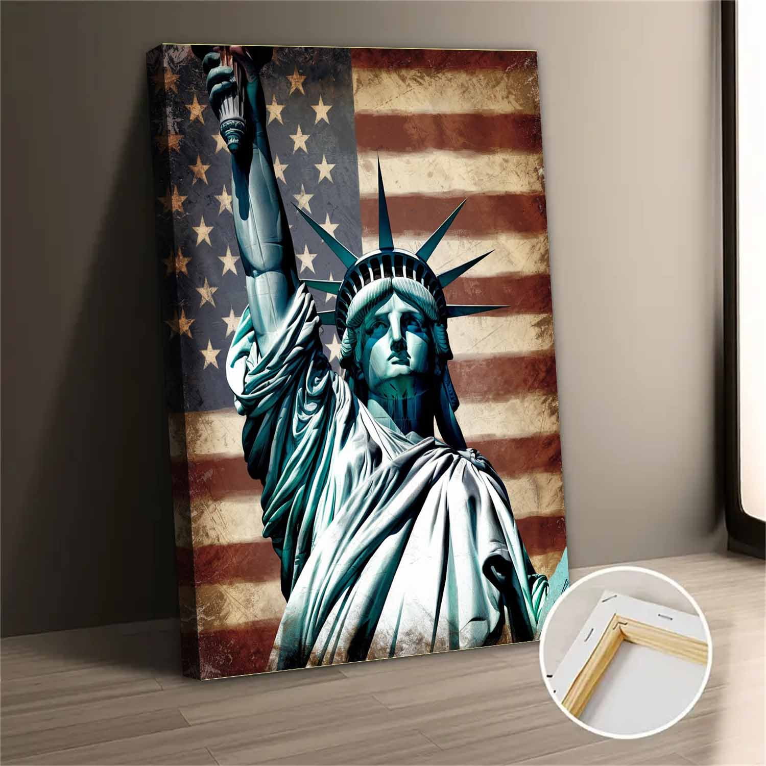 Vintage Statue Of Liberty Canvas Wall Art Print for Bedroom Living Room ...