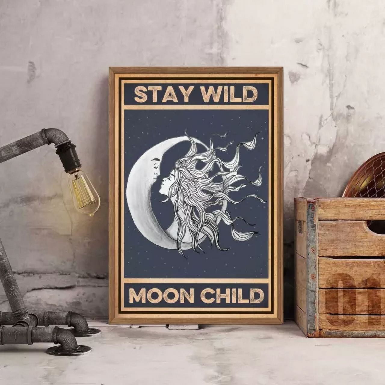 Vintage Stay Wild Moon Child Poster Art, Moon And Girl Poster Print NO ...