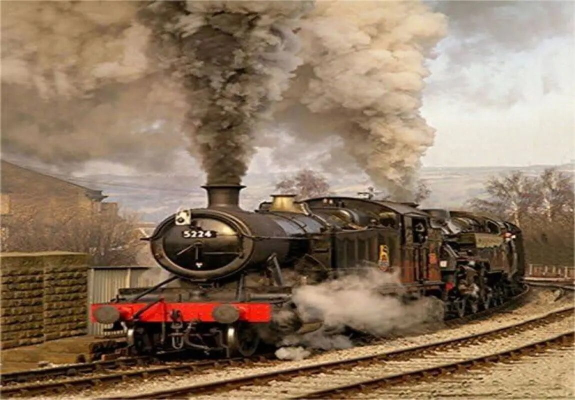 Vintage Steam Locomotive Old Railroad Track Background Photography ...